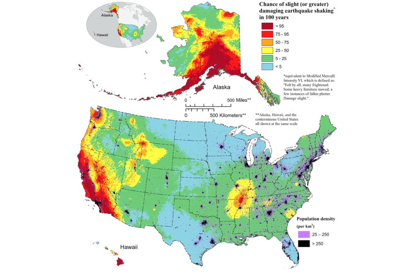 New USGS Map Shows Where Damaging Earthquakes Are Most Likely To Occur ...